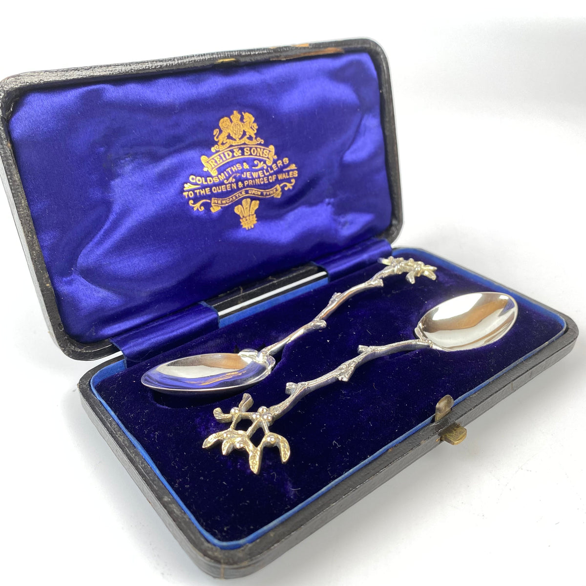 A Pair of Late Victorian Silver Teaspoons with Mistletoe Finials John ...