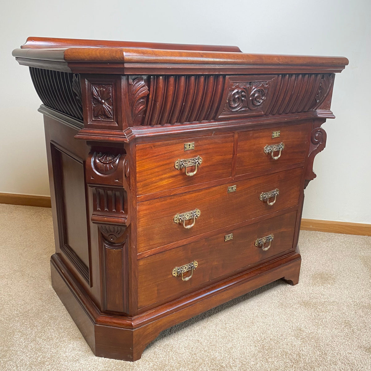 Hand Carved Late Victorian Mahogany Chest of Drawers Circa 1890 ...