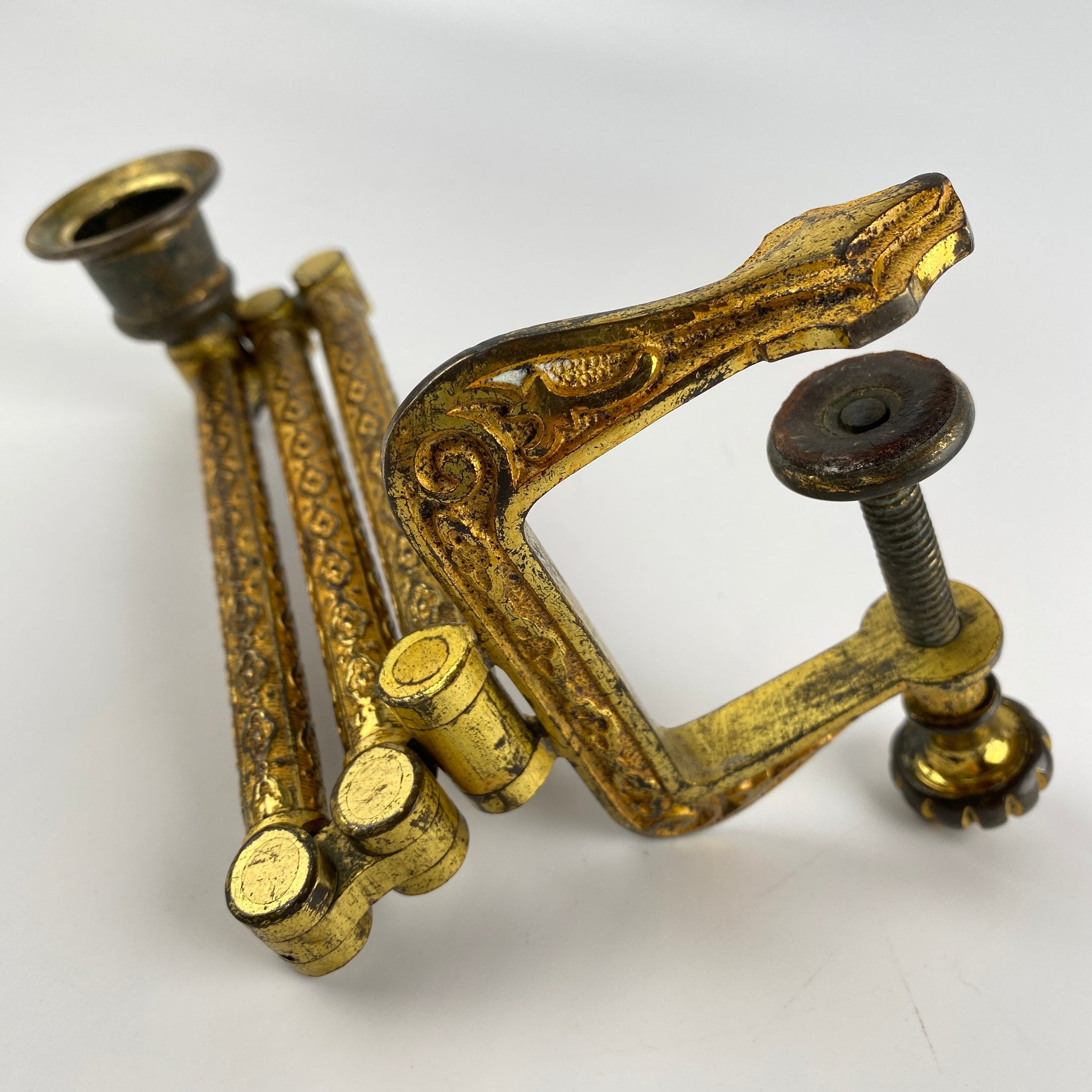 Victorian Reading Stand 3 Fold Adjustable Arm, Candlestick Clamp Circa ...